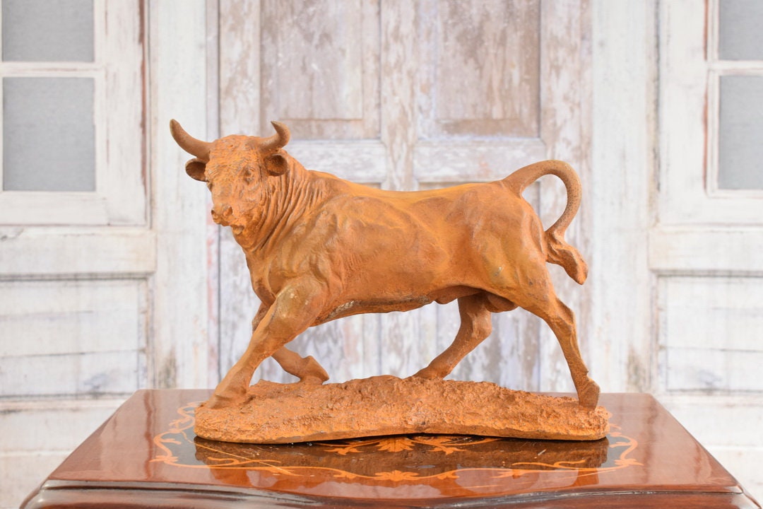 Vintage Cast Iron Bull Sculpture: Rustic Wall Street Decor - Etsy