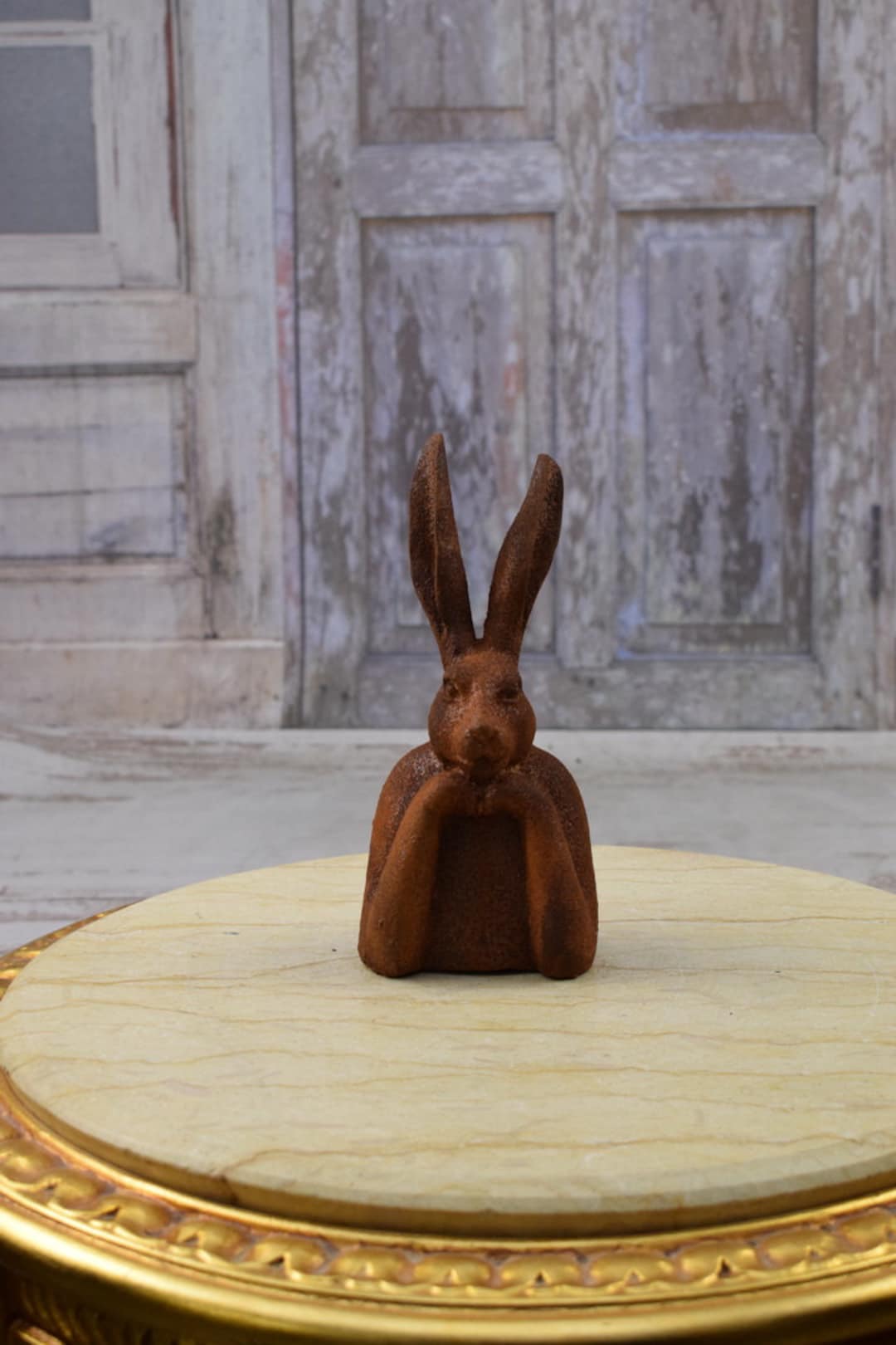 Cast Iron Funny Thinking Rabbit - Rustic Cast Iron Rabbit - Amazing ...