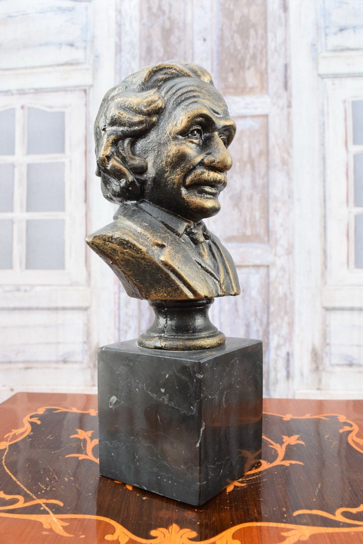 Large Albert Einstein Cast Statue - Solid and Heavy Figure on Marble ...