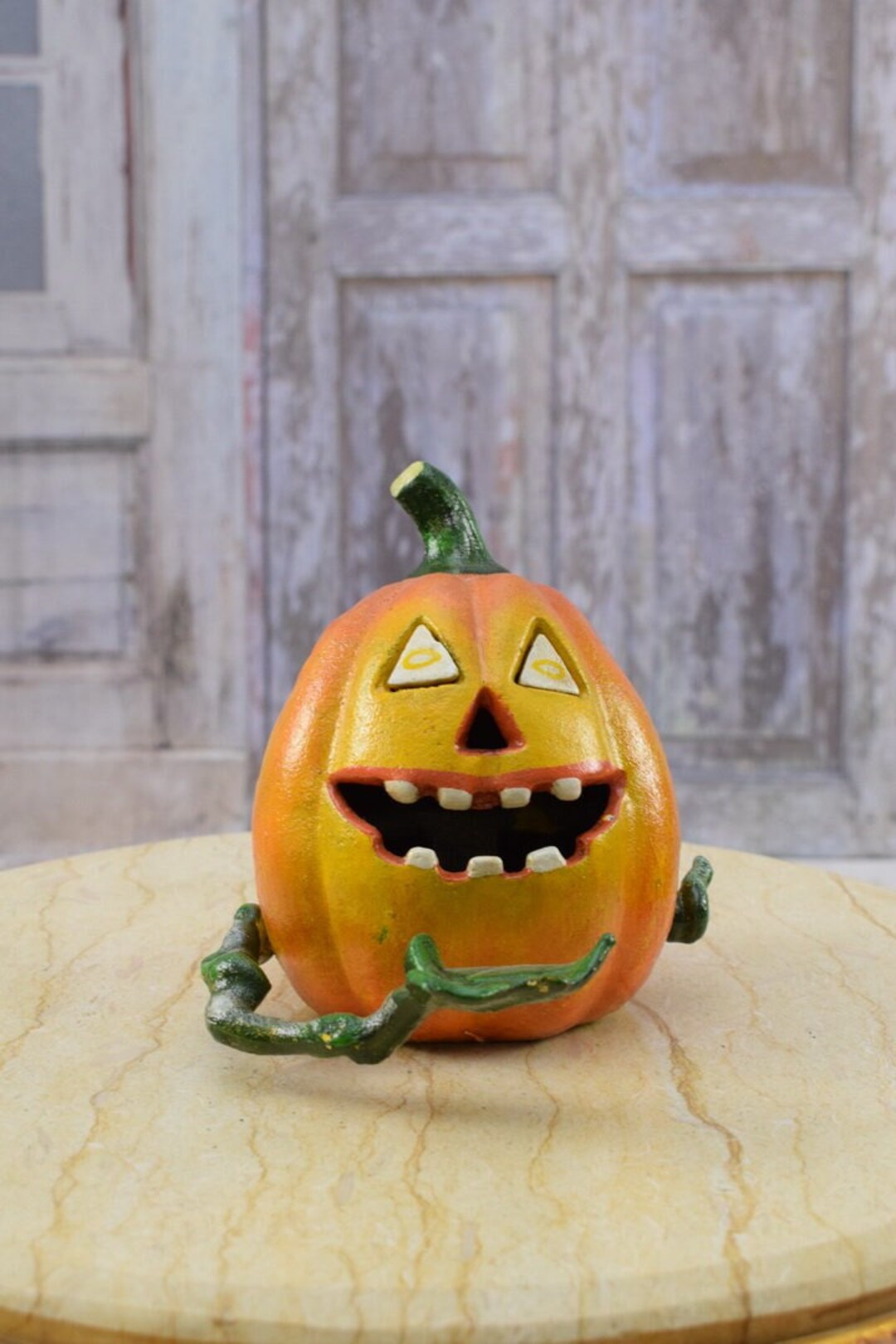 Cast Iron Money Bank Pumpkin - Mechanical Bank Funny Pumpkin - Vintage ...