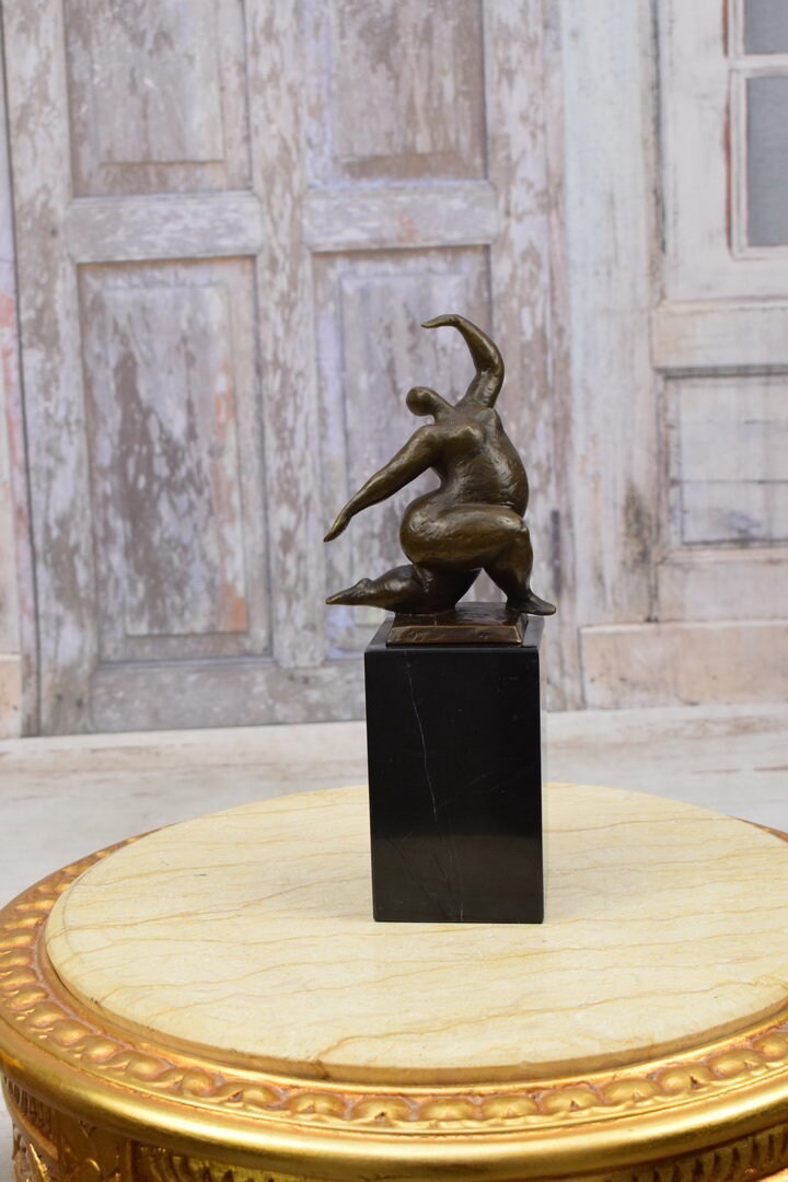 Fat Ballerina Bronze Statue on Marble Base - Dancer Act Sculpture ...