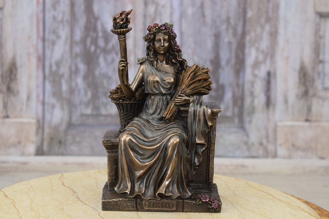 Demeter on the Throne Statue - Demeter With Torch Figurine - Demeter ...