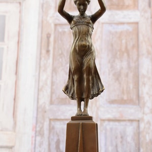 Nymph Woman With Wreath Bronze Statue - Mythological Bronze Sculpture ...