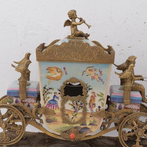 LARGE Luxury Carriage Porcelain With Bronze - Playing Cupid and Horses ...