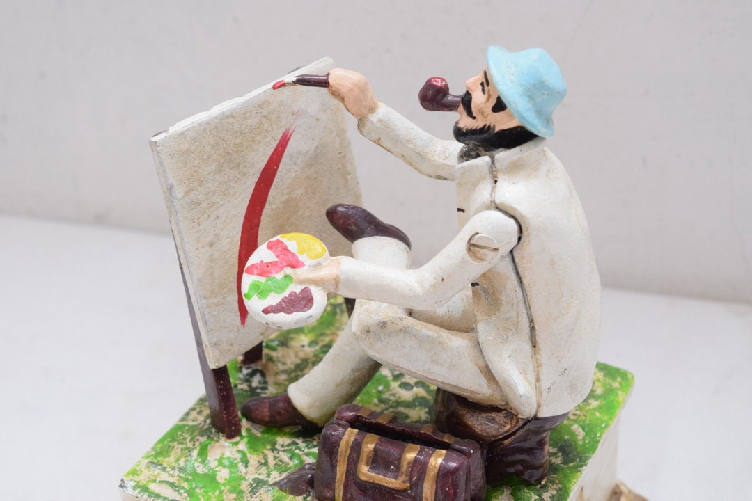 Cast Iron Mechanical Bank Easel Painter Money Box Mechanical - Etsy