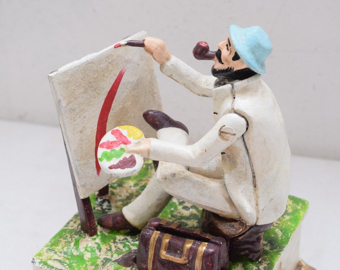 Cast Iron Mechanical Bank Easel Painter - Money Box Mechanical Bank Toy ...