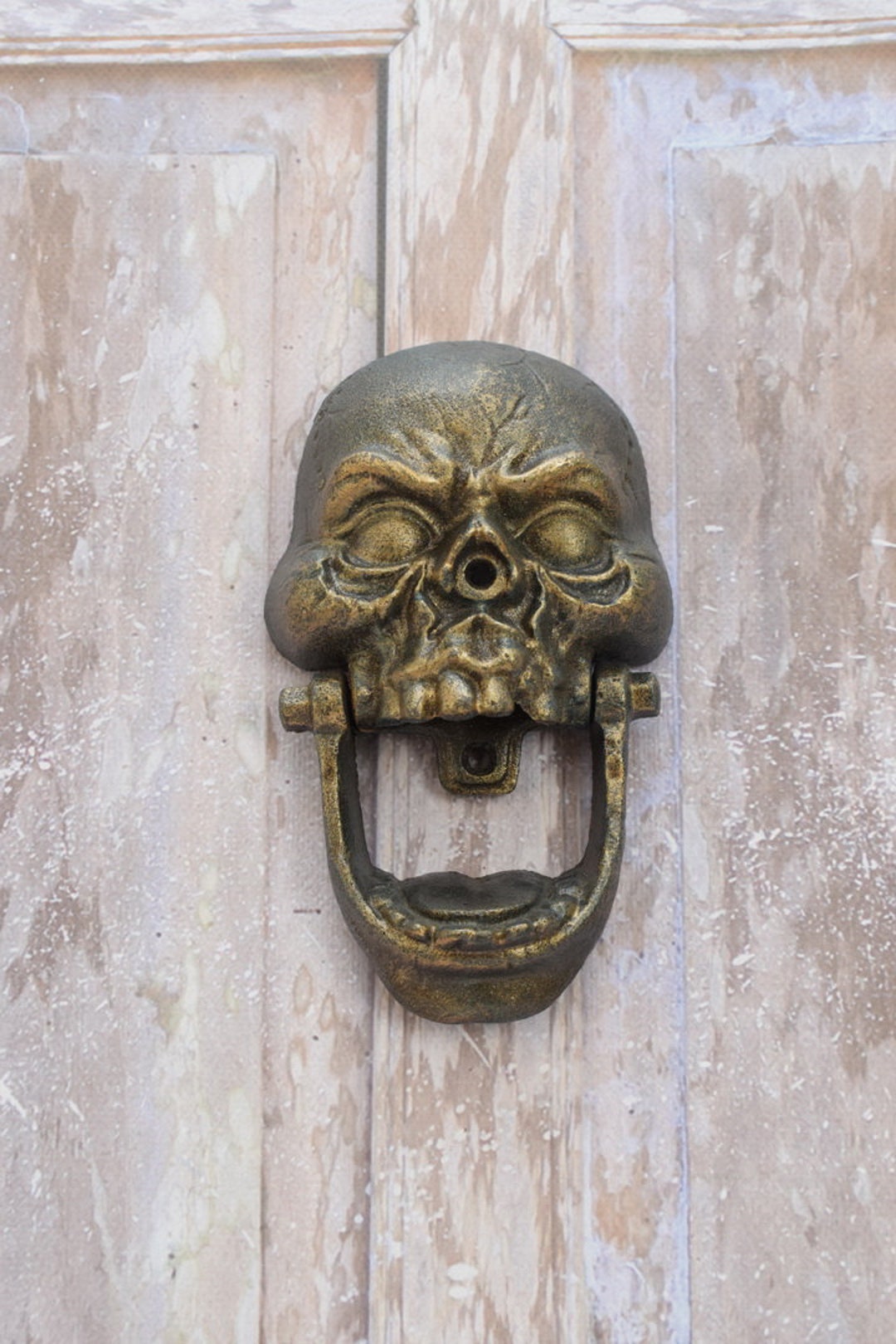 Cast Iron Door Knocker Skull - Scary Knocker - Halloween Gift - Home ...