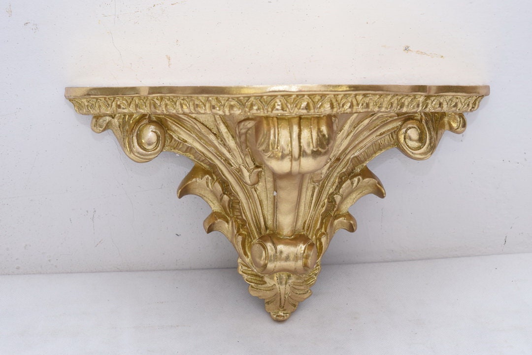 Gold Wall Console Shelf Vintage Style Shelf Gold Hanging Wall Console ...