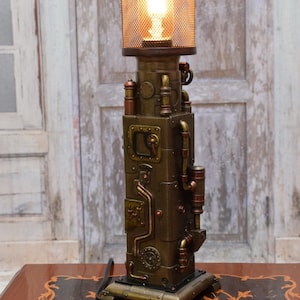 Bronze Steampunk Desk Lamp: Battery Operated Art Decor - Etsy