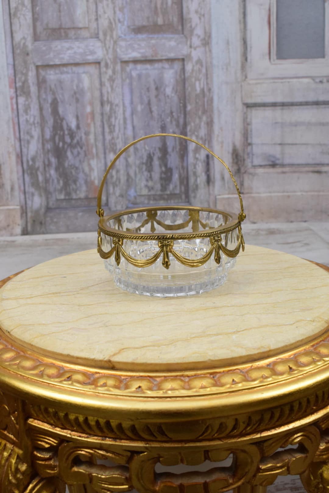 Vintage Art Nouveau Crystal Bronze Plateau - Kitchen Decor - Etsy