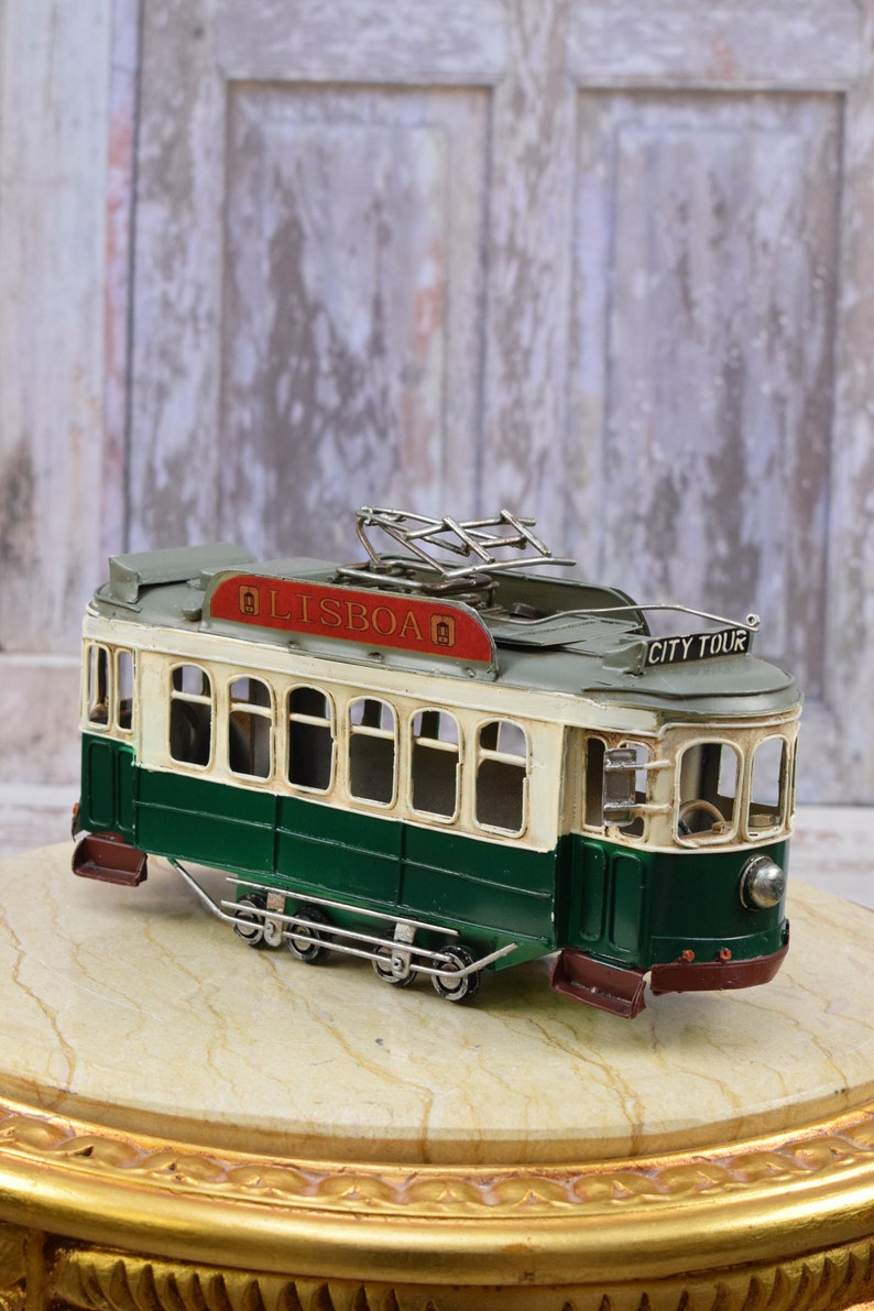 Vintage Metal Lisboa Tram Model: Green Antique Decor - Etsy