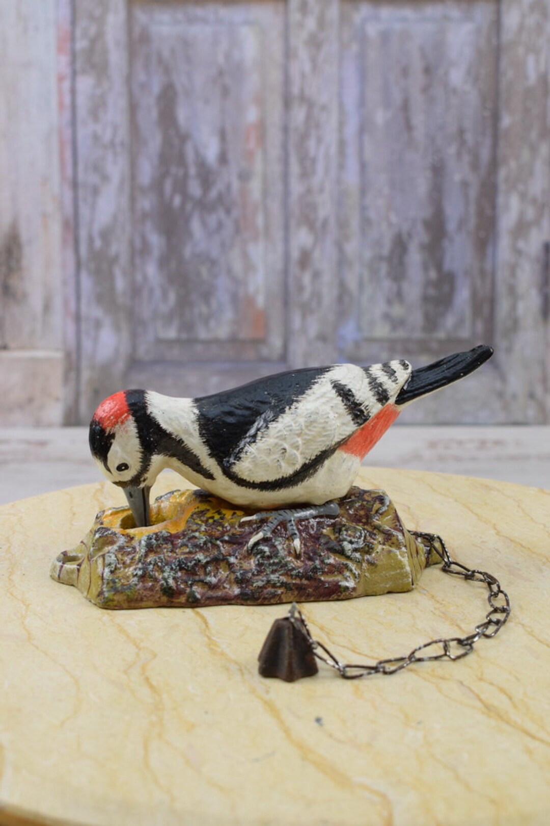 Cast Iron Door Knocker - Colorful Woodpecker Statue - Door Decor - Home ...