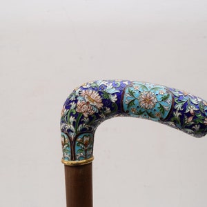 Jewish Enamel Sterling Silver Walking Stick: Gilded Ebony Cane, Judaica ...