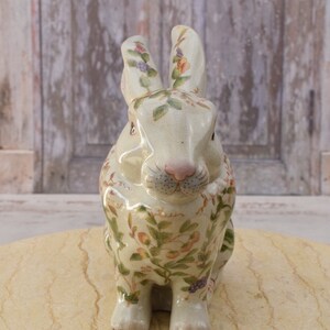 Porcelain Statue Painted Rabbit Porcelain Sculpture Rabbit Flowers ...