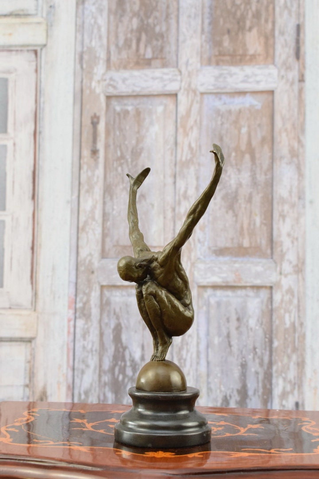 Swimmer Bronze Statue on Marble Base - Man Act Diver Bronze Sculpture ...