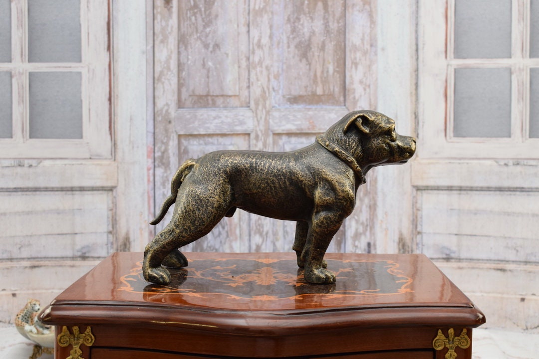 Vintage Staffordshire Terrier Statue - Handcrafted Dog Sculpture ...