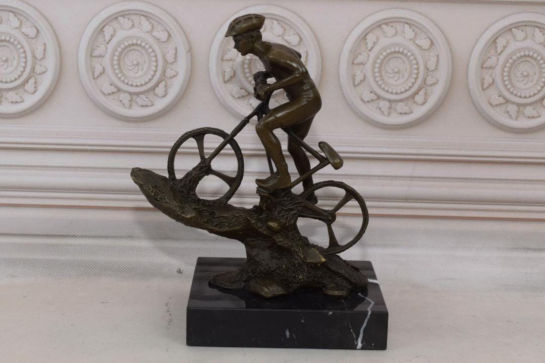 Bronze Cyclist Statue: Mountain Bike Sculpture, Sport Home Decor - Etsy
