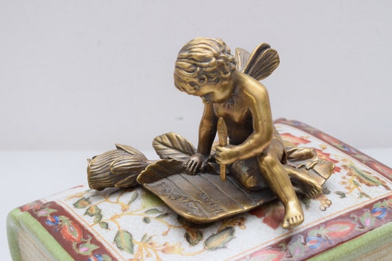 Angel Writing Letter Porcelain Plateau Casket Flower … - Gem