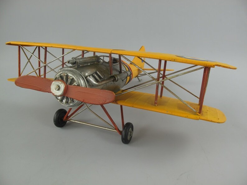 Large Vintage Yellow Airplane Old Classic Metal Model Toy - Etsy
