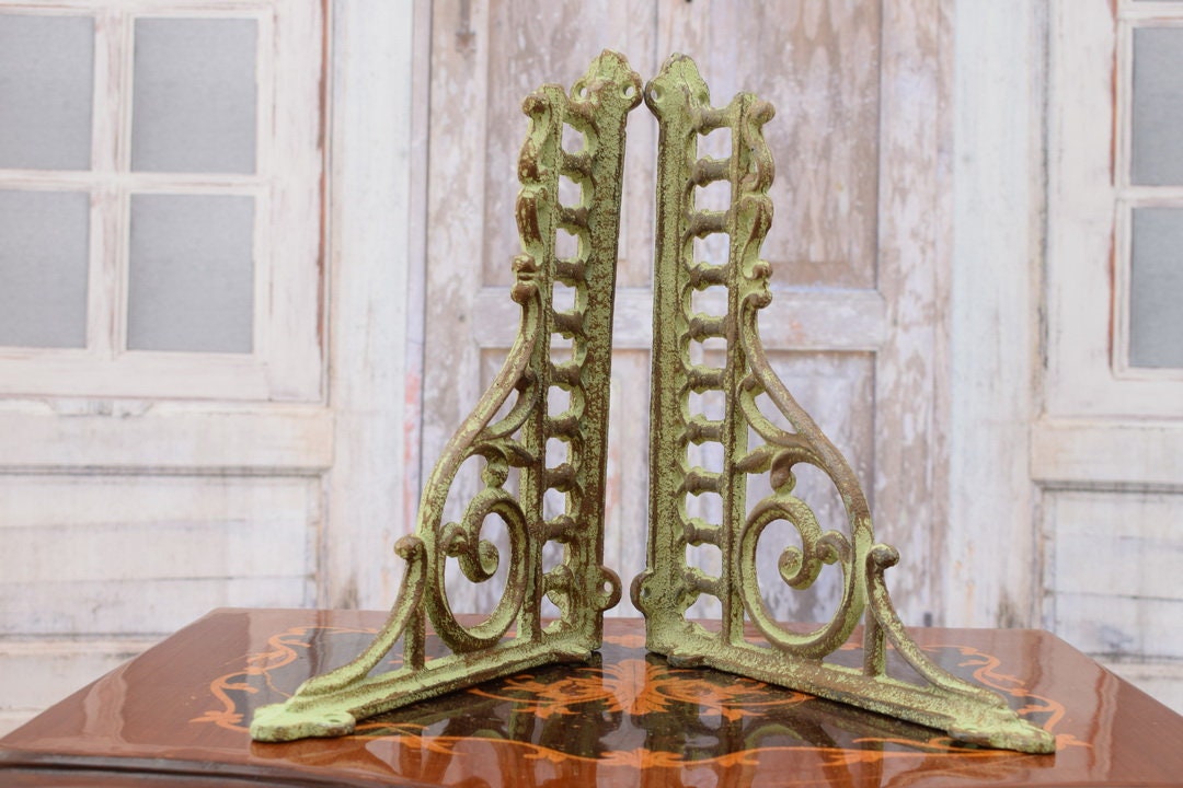 Green Cast Iron Shelf Brackets: Rustic Wall Ledge Decor (pair) - Etsy