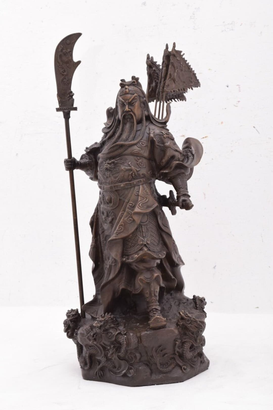 LARGE Realistic General Guan Yu - Chnese God of War - Bronze Sculpture ...