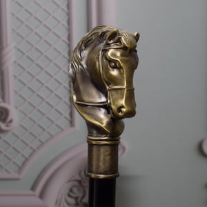 Brass Walking Stick With Horse Head – Foldable 3-part Cane, Aluminum ...