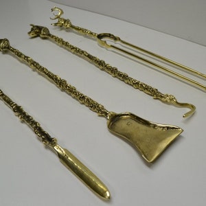 Set of Fireplace Tools Made of Polished Brass - Fireplace Accessory ...