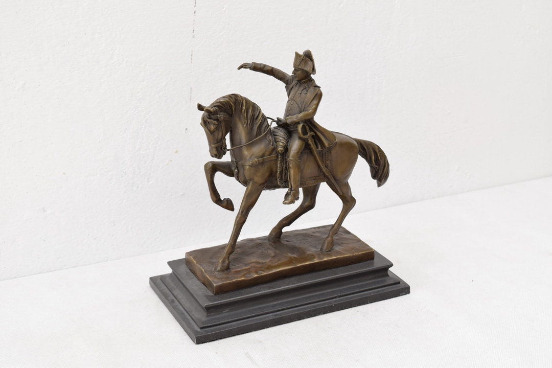 Napoleon Bonaparte on Horse Commander Bronze Statue on Marble Base ...