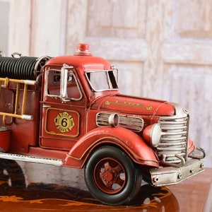 Vintage Model Fire Brigade - Car Old Metal Model - Red and Black Car ...