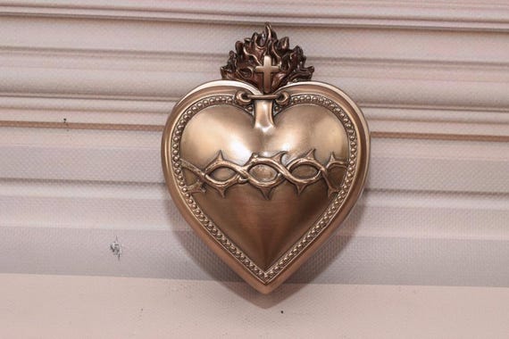 Heart of Jesus Box: Holy Casket with Cross, Home Decor - Gem