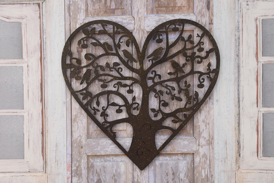 Rustic Metal Brown Heart - Wall Art - Wall Decor - Handmade Metal Heart ...