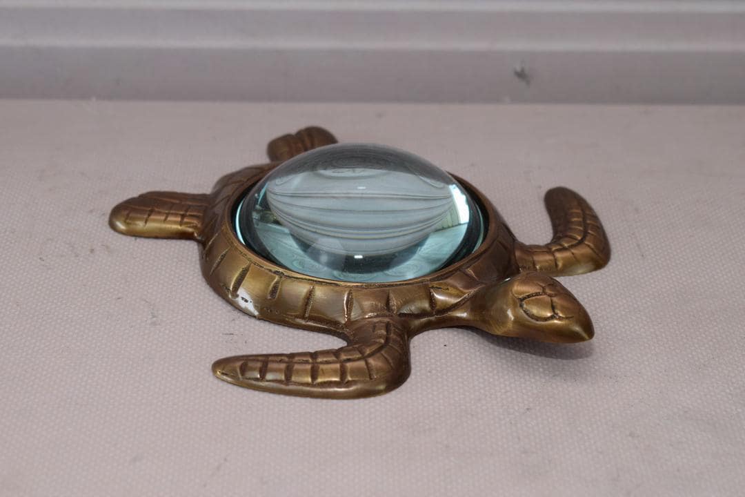 Brass Turtle-shaped Magnifier - Glass and Brass Magnifier for Books and ...