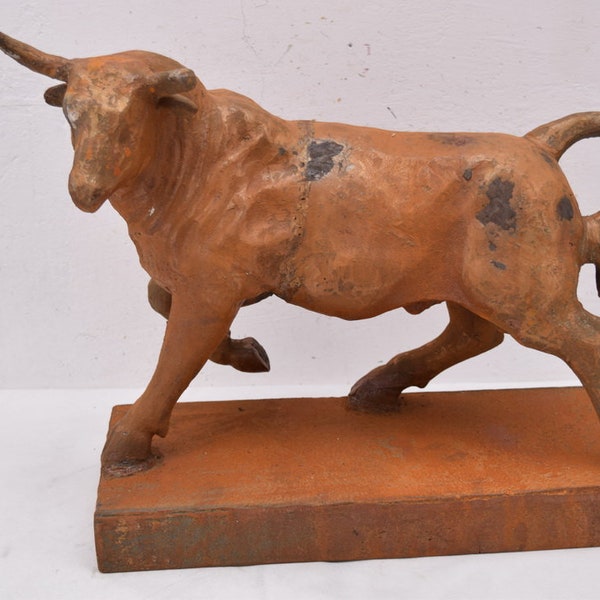 Cast Iron Bull Statue - Etsy