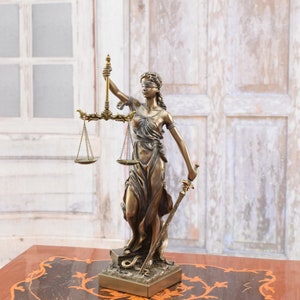 Lady Justice Sculpture Bronze Figurine Art Work Statue Gift for Lawyer ...