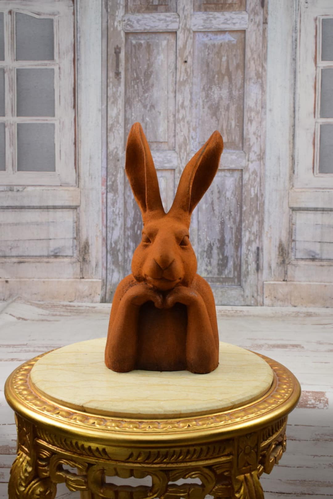 Cast Iron Funny Thinking Rabbit - Rustic Cast Iron Rabbit - Amazing ...