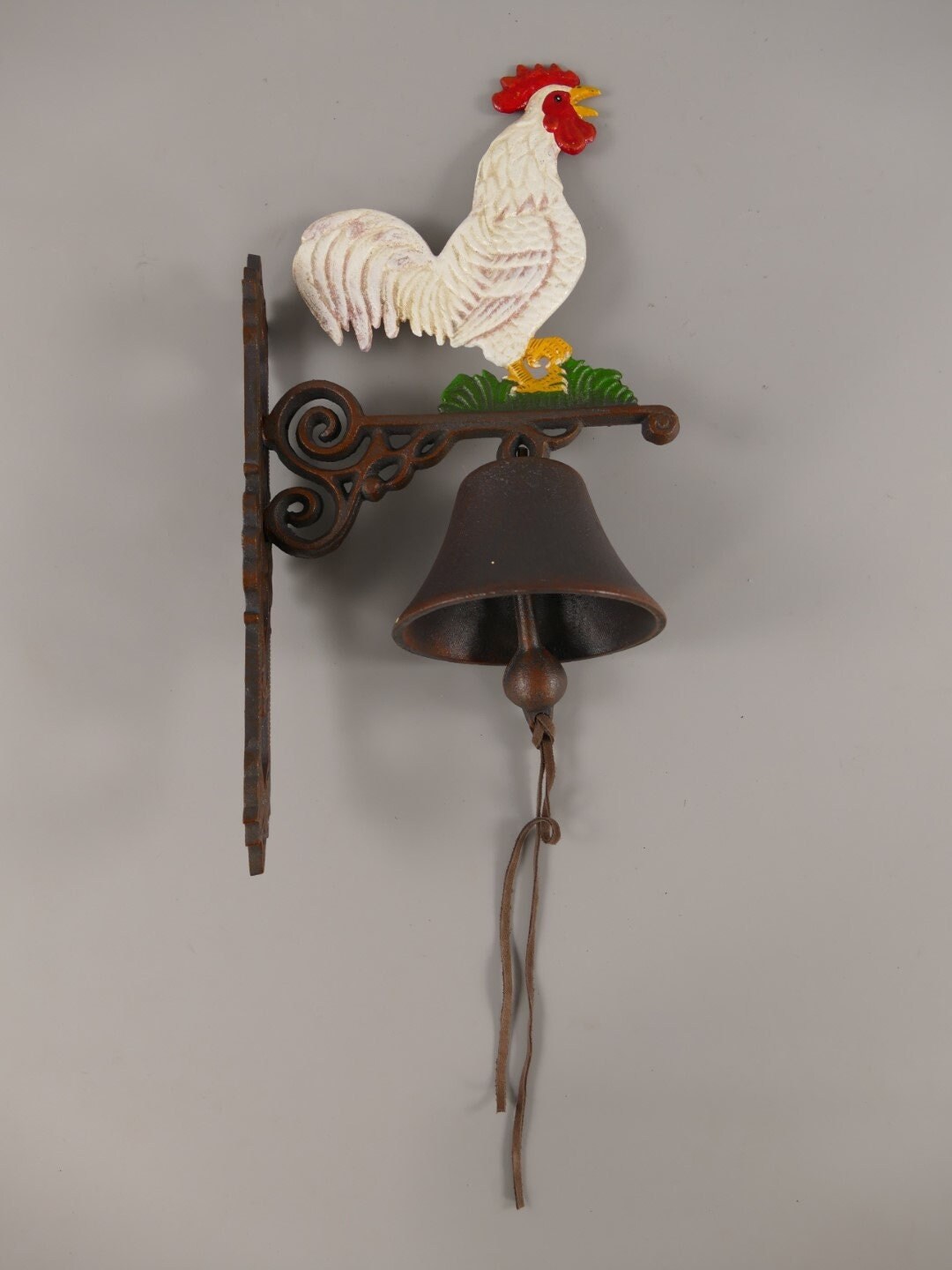 Cast Iron Bell Rooster Outdoor Gift Style Colorful Handmade - Garden ...