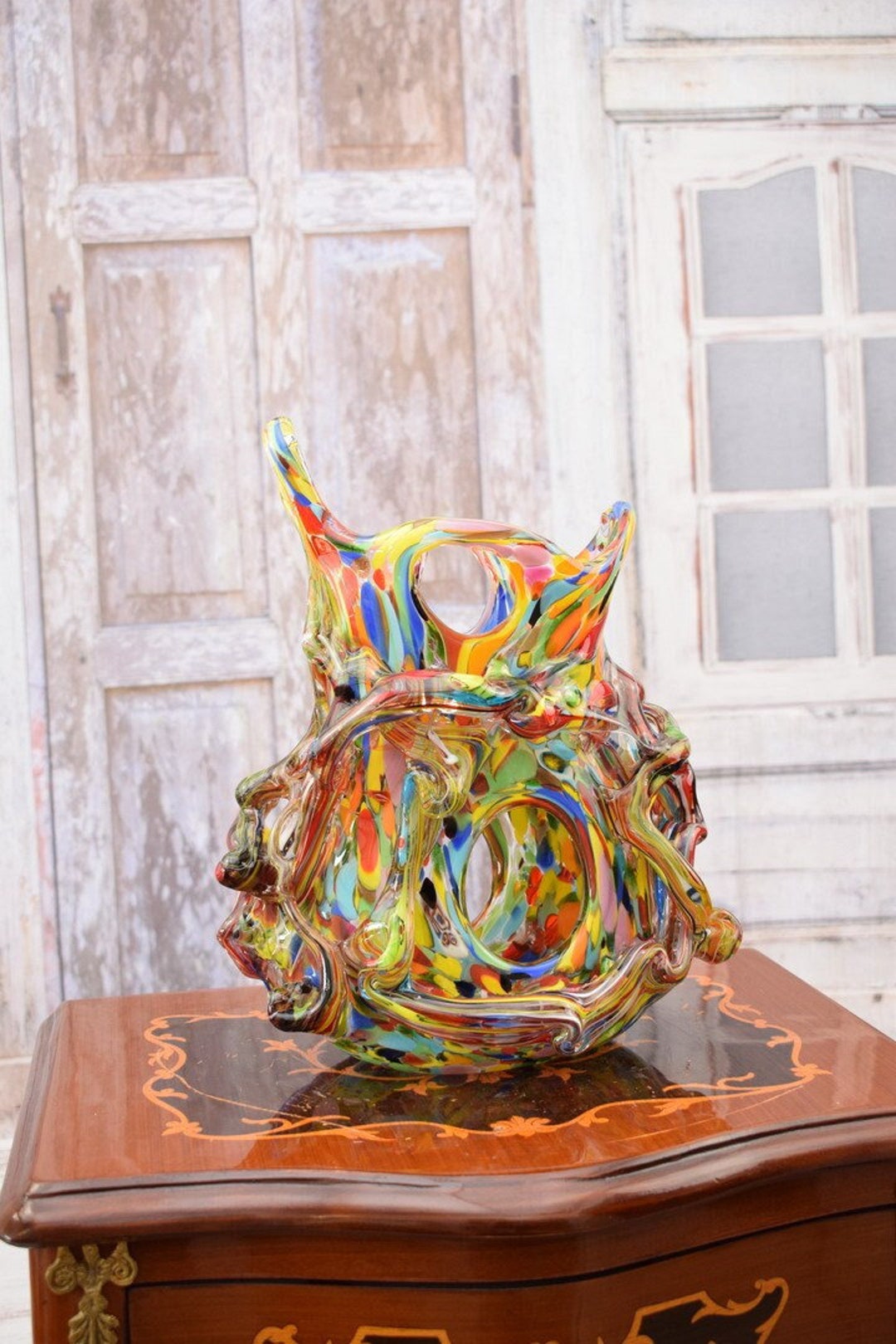 Handcrafted Colorful Candlestick Murano Glass - Unique Lantern Murano ...
