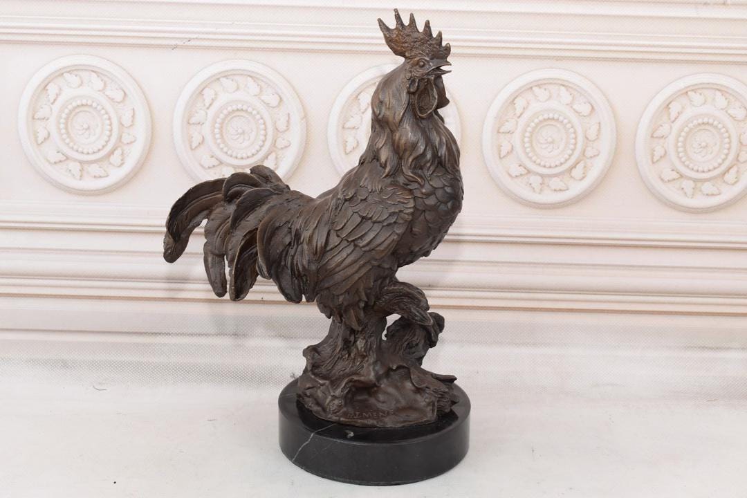 Realistic Rooster Bronze Sculpture - Rooster Statue Bronze - Gift Idea ...
