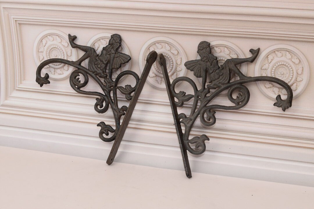 Cast Iron Shelf Brackets: Decorative Wall Ledge Hooks, Flowerpot ...