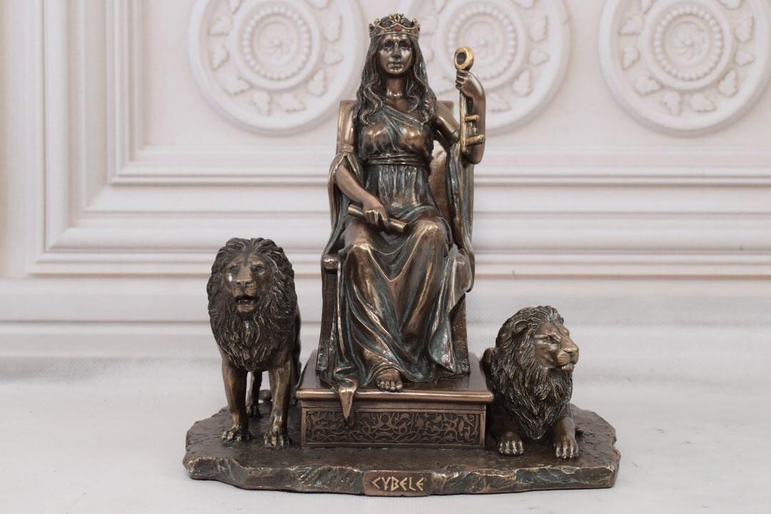 Cybeles Bronze Statue: Goddess of Fertility With Lions, Vintage ...