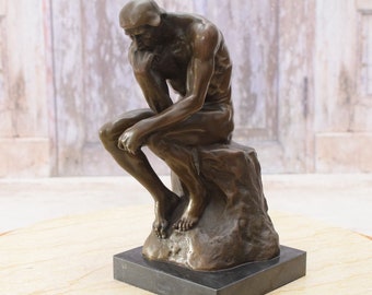 Bronze Statue Thinker Auguste Rodin Bronze Sculpture Green Patina ...