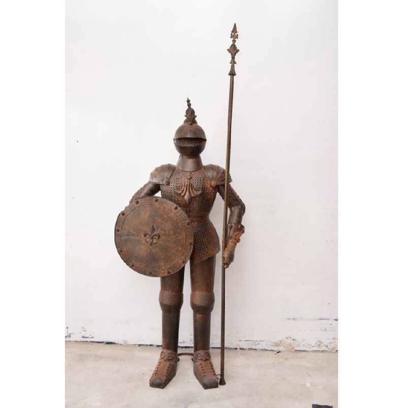 Large Vintage Knight Armor Statue With Shield & Spear - Etsy