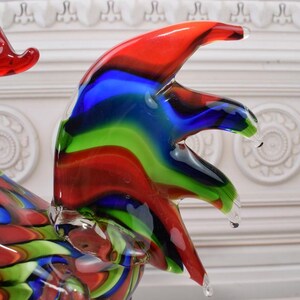 Amazing Colorful Rooster Glass Figurine - Rooster Murano Style - Glass ...