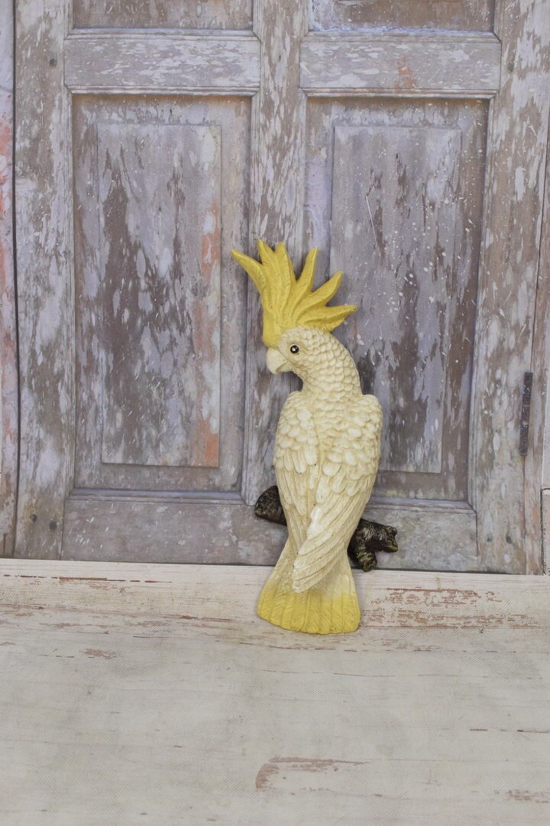 Cast Iron Sculpture Cockatoo - Vintage Statue Parrot - Solid and Heavy ...