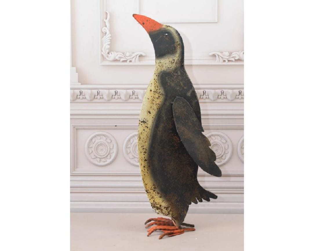 Handcrafted Iron Penguin Figurine: Vintage Garden Statue (22.05" Tall ...