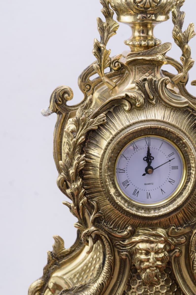 Luxury Brass Table Clock: Neptune Art Nouveau Fireplace Decor - Etsy