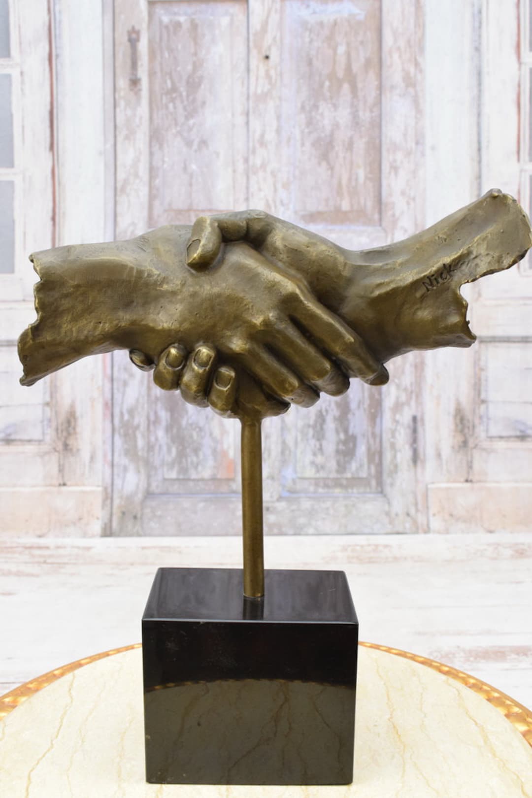 Large Two Hands Bronze Sculpture - Handshake Hands Bronze Statue - Gift ...