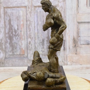 Two Fighting Boxers Bronze Sculpture on Marble Base - Sport Box ...