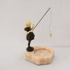Young Girl With Fishing Rod Fisher Woman Fisherwoman Figurine Bronze ...