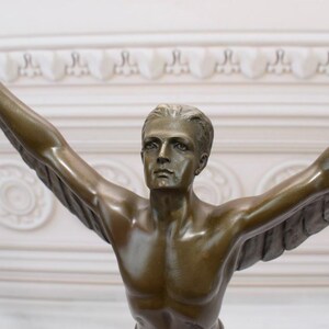 Vintage Icarus Bronze Sculpture: Winged Man Statue on Marble Base - Etsy
